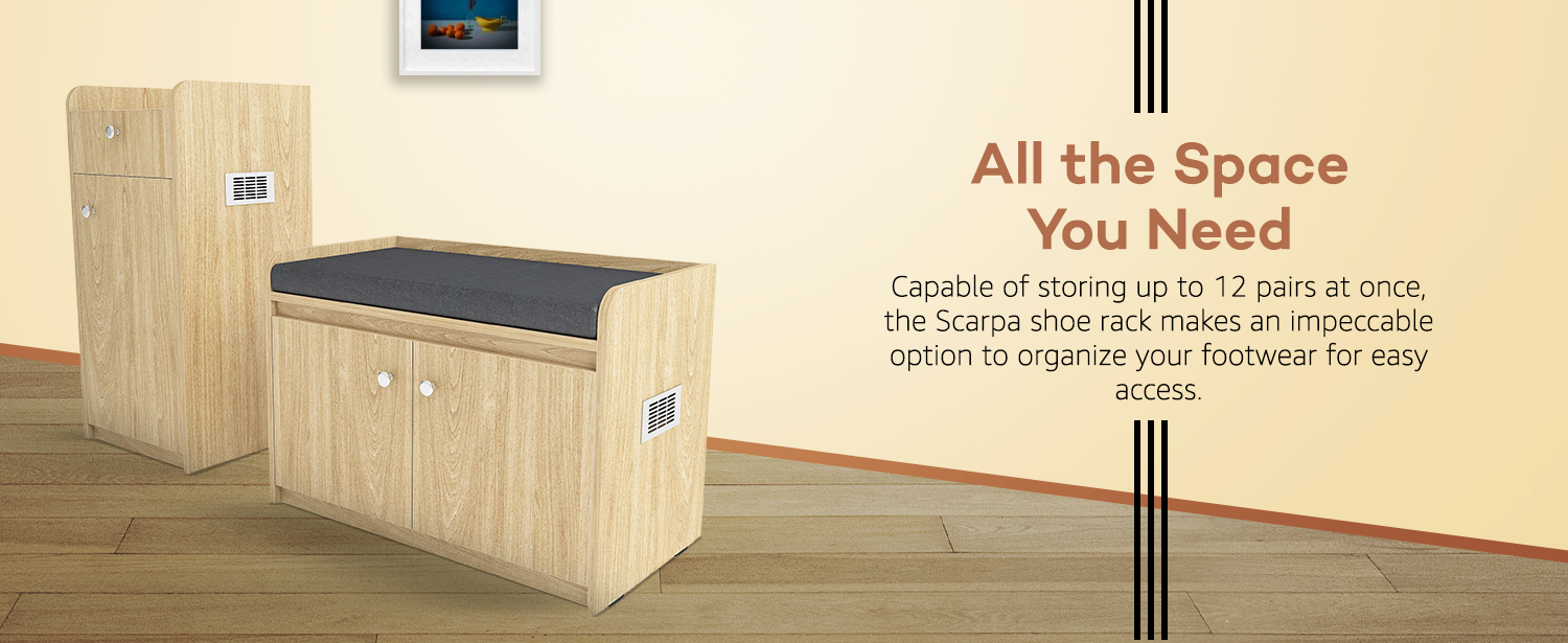 Scarpa Shoerack - 12 pairs capacity Shoe Cabinet with Cushion Seating ...