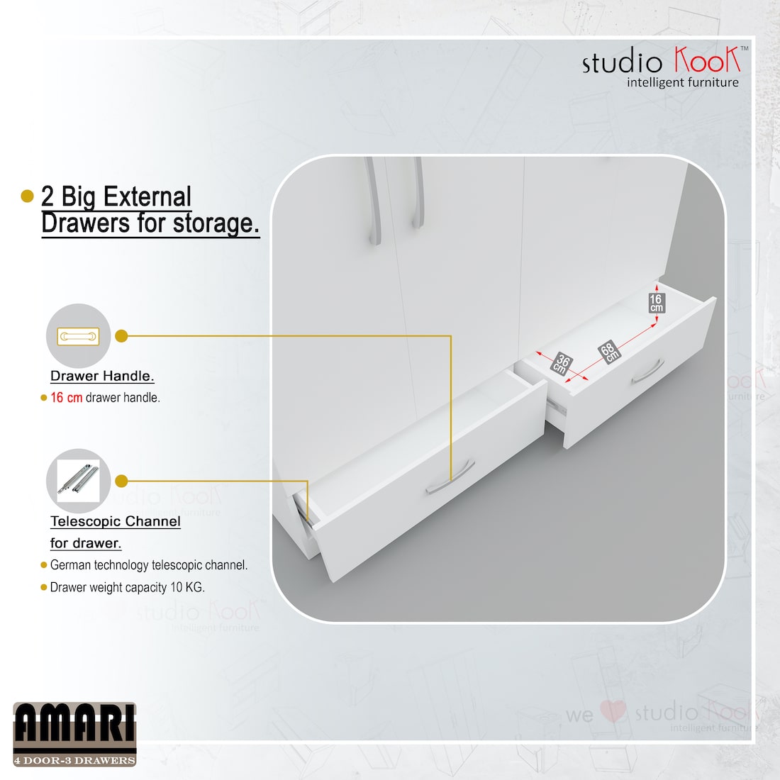 Amari 4 Door 3 Drawer Wardrobe – StudioKook