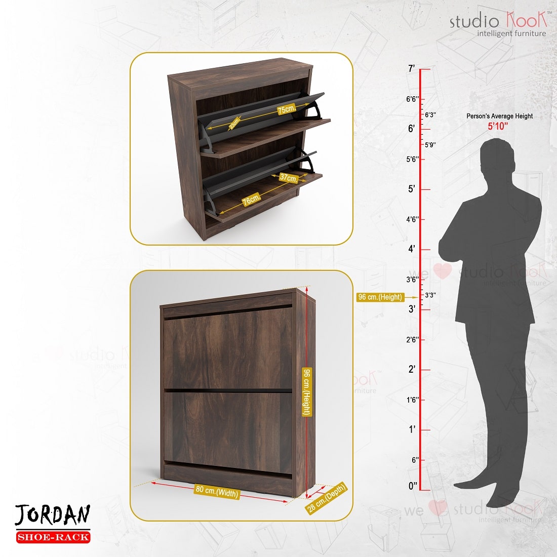 Jordan Shoerack - 12 pairs capacity Shoe Cabinet with Tilt-Out compart ...