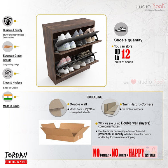 Jordan Shoerack - 12 pairs capacity Shoe Cabinet with Tilt-Out compart ...