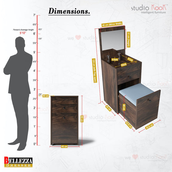 Bellezza Dresser Unit / Dressing Table with Mirror – StudioKook