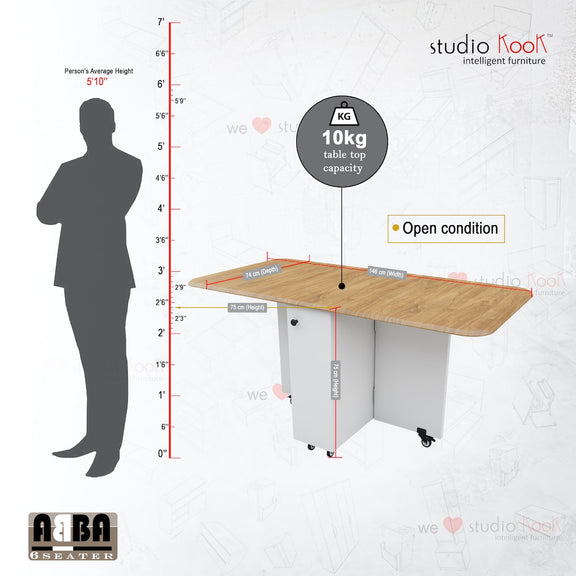 Abba 6 Seater Folding Dining Table (Without Chairs) – StudioKook