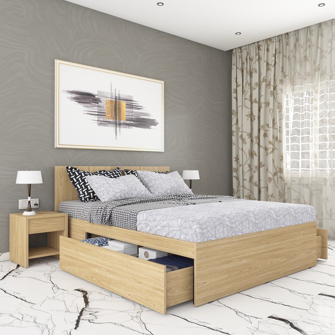 Aztec Queen Bed with 2 Drawers – StudioKook