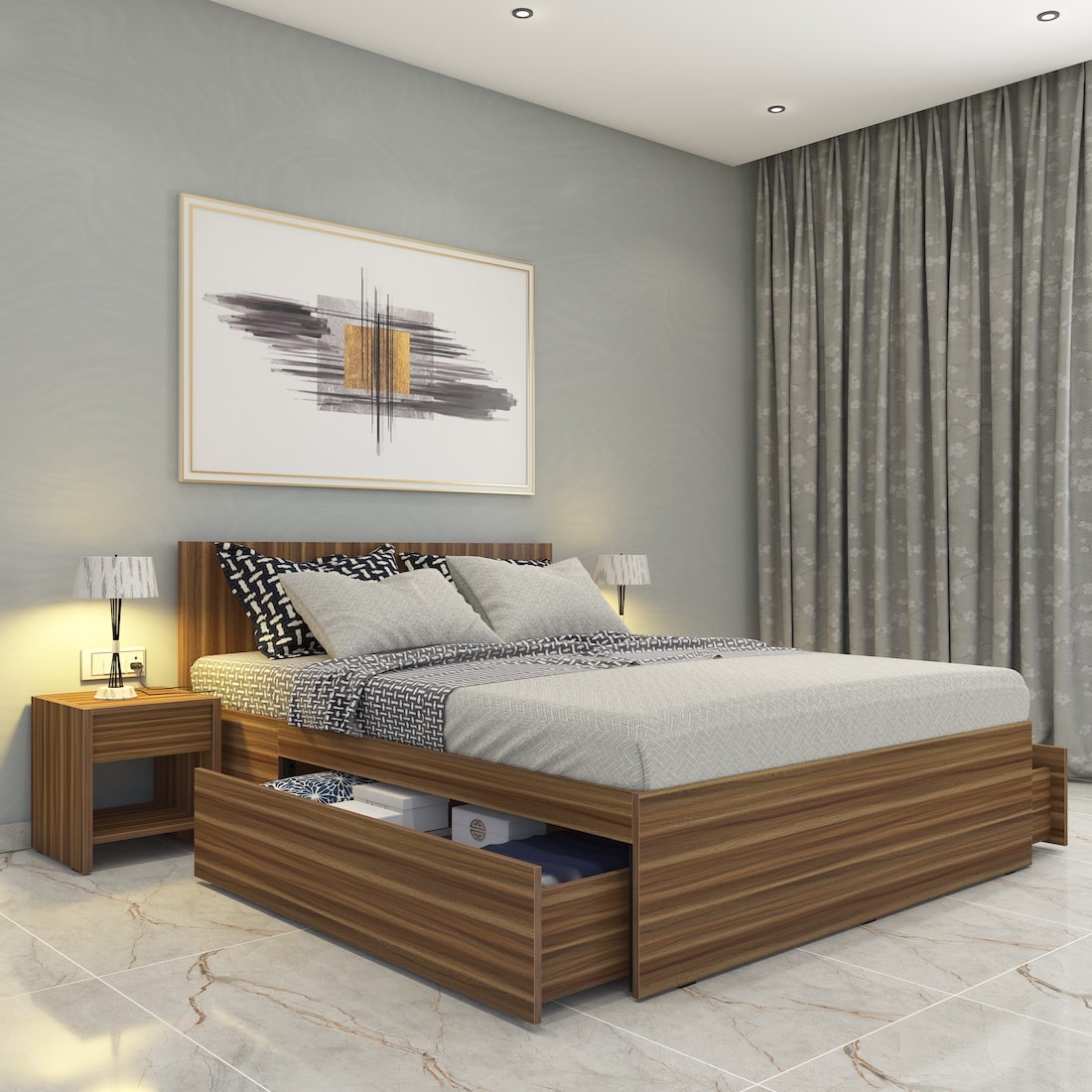 Aztec Queen Bed with 2 Drawers – StudioKook