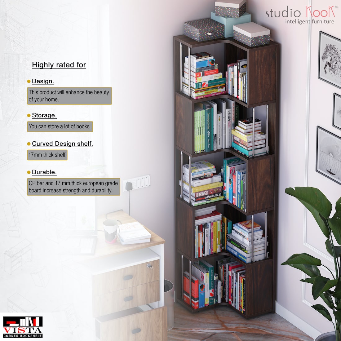 Vista Corner Bookshelf / Bookcase – StudioKook