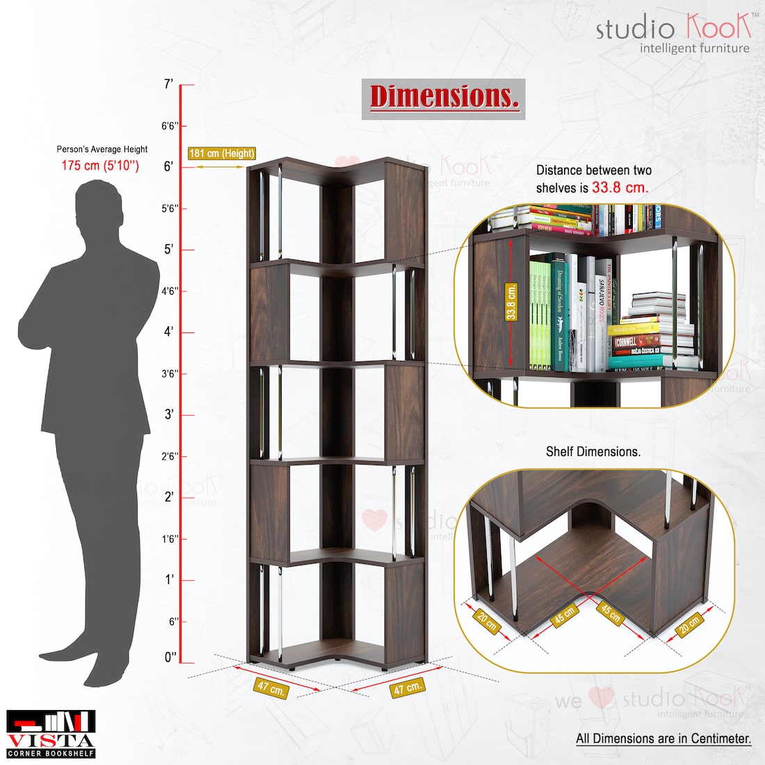 Buy Corner Bookshelf Online | Bookcase – StudioKook