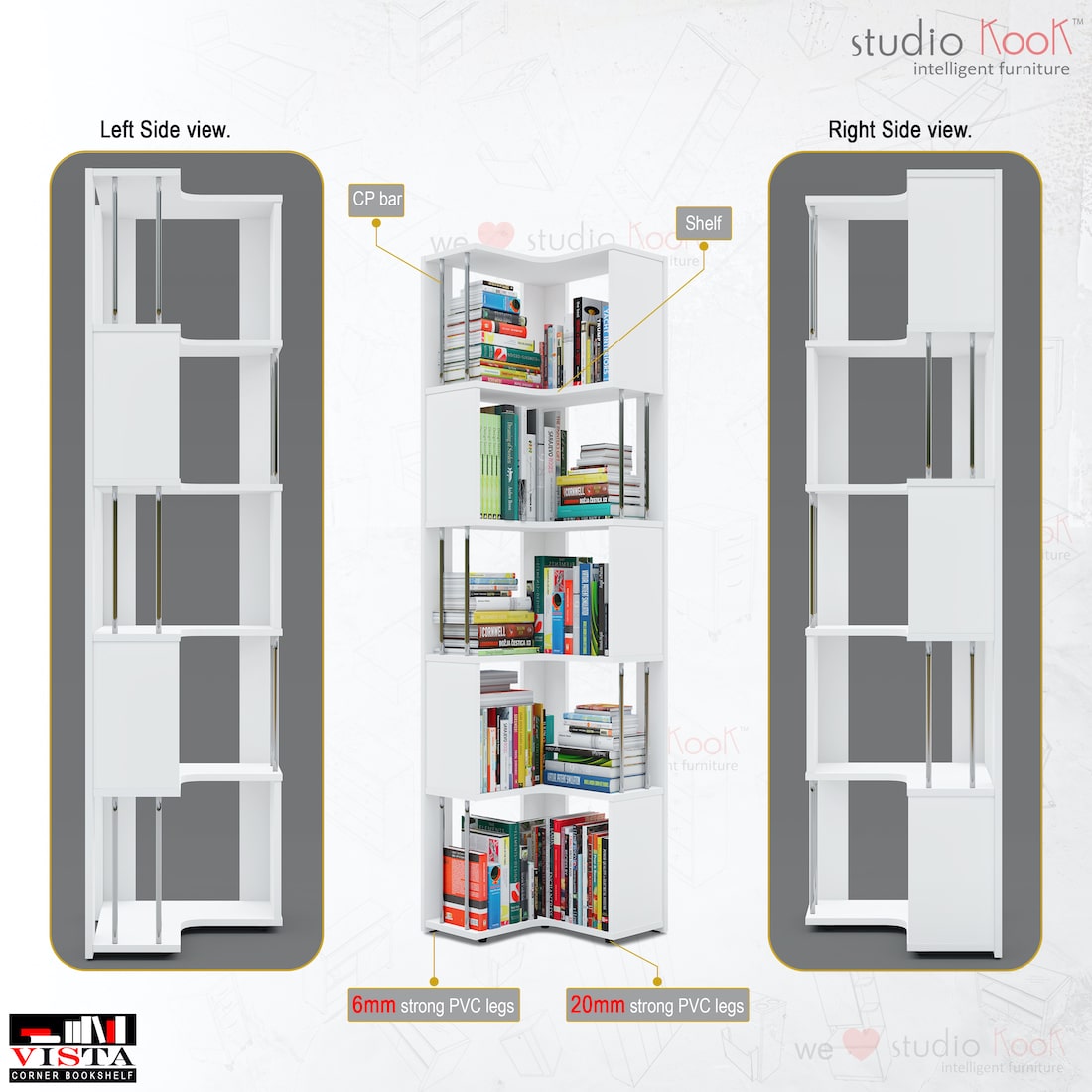 Vista Corner Bookshelf / Bookcase – StudioKook