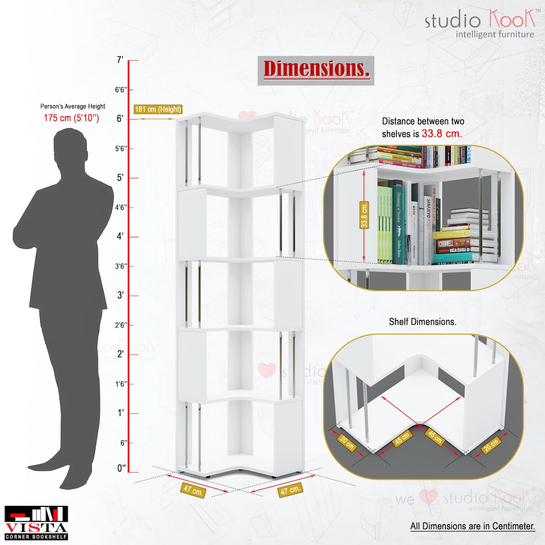 Buy Corner Bookshelf Online | Bookcase – StudioKook