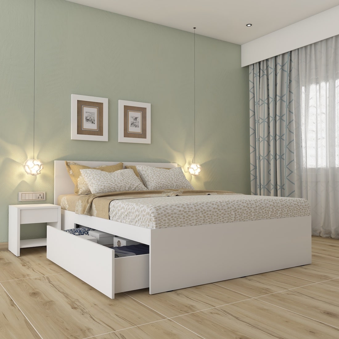 Aztec Left Queen Bed with One Drawer on Left – StudioKook