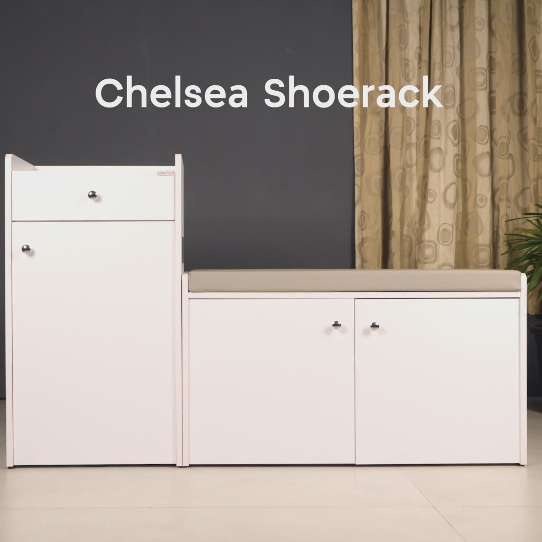 Chelsea Shoerack - 20 pairs capacity Shoe Cabinet with Cushion Seating ...